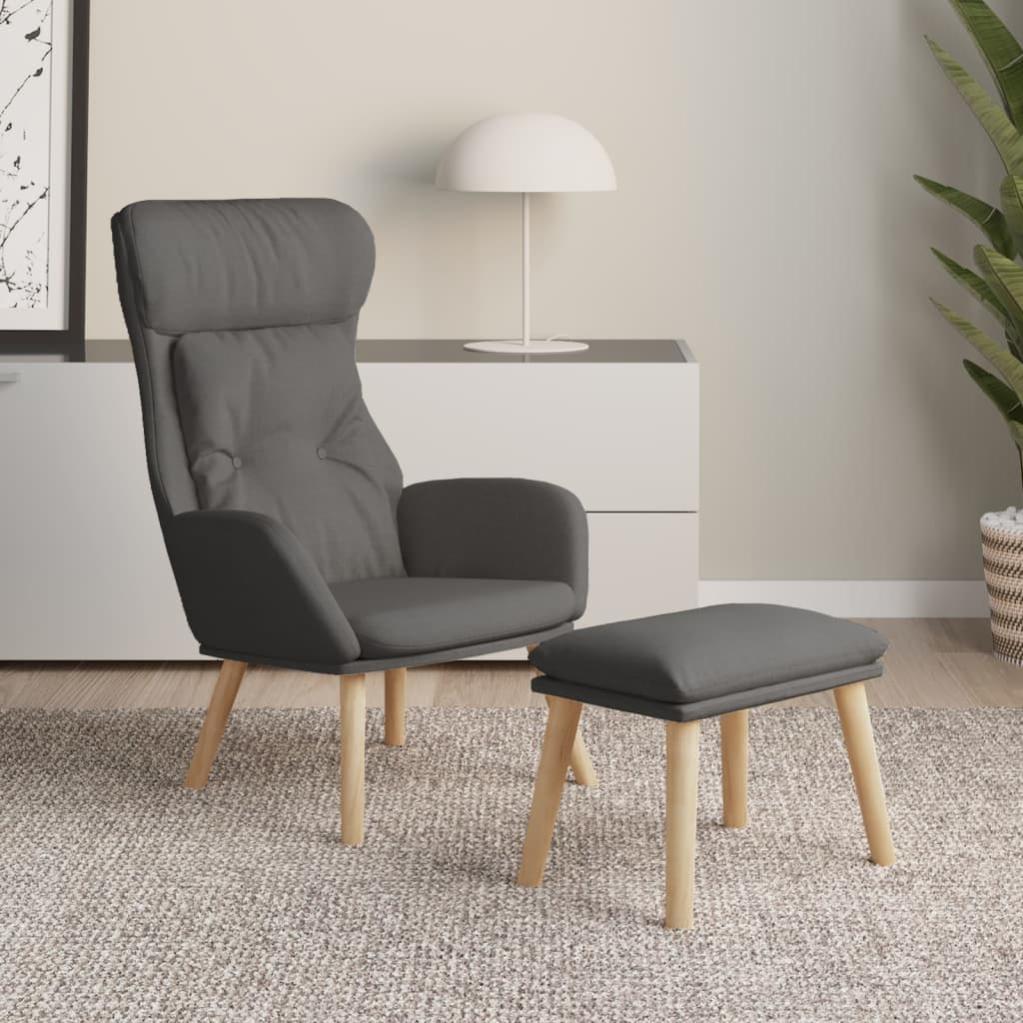 Chaise de relaxation avec repose-pied Gris foncé Tissu | Leroy Merlin