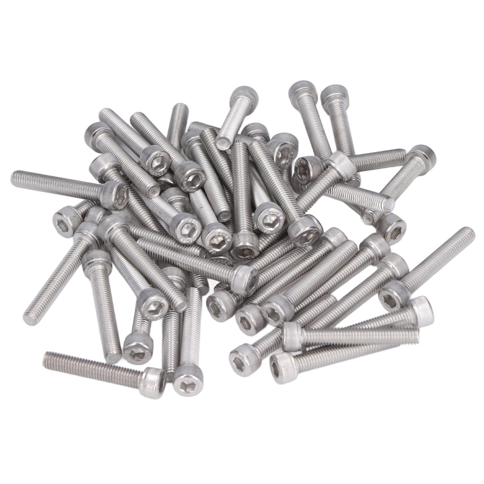 Lot de 50 vis à tête cylindrique à six pans creux en acier inoxydable A2‑70, filetage grossier ...