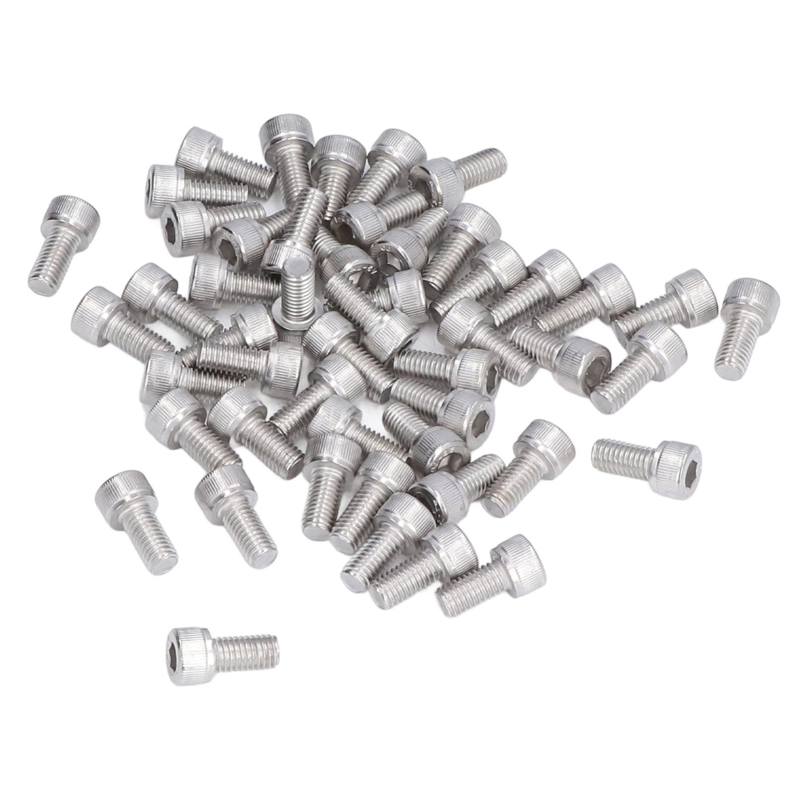 50pcs Boulons à tête cylindrique hexagonale en acier inoxydable A2-70, filetage métrique ...