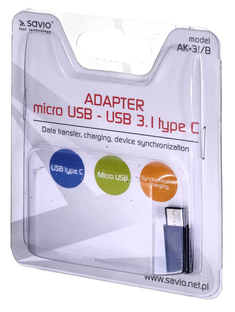 Savio AK-31 / B câble interface/adaptateur de genre Micro USB USB 3.1 ...