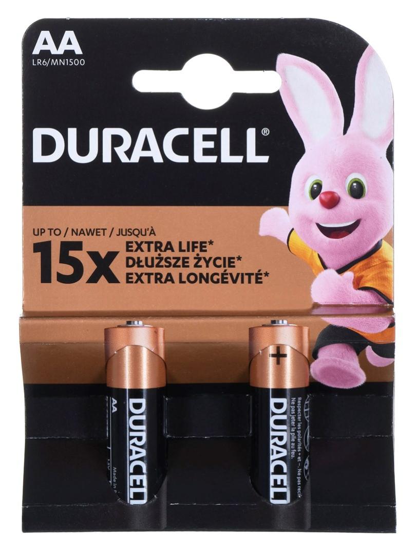 Piles alcalines DURACELL BASIC AA/LR6 K2 - blister 2 pièces | Leroy Merlin