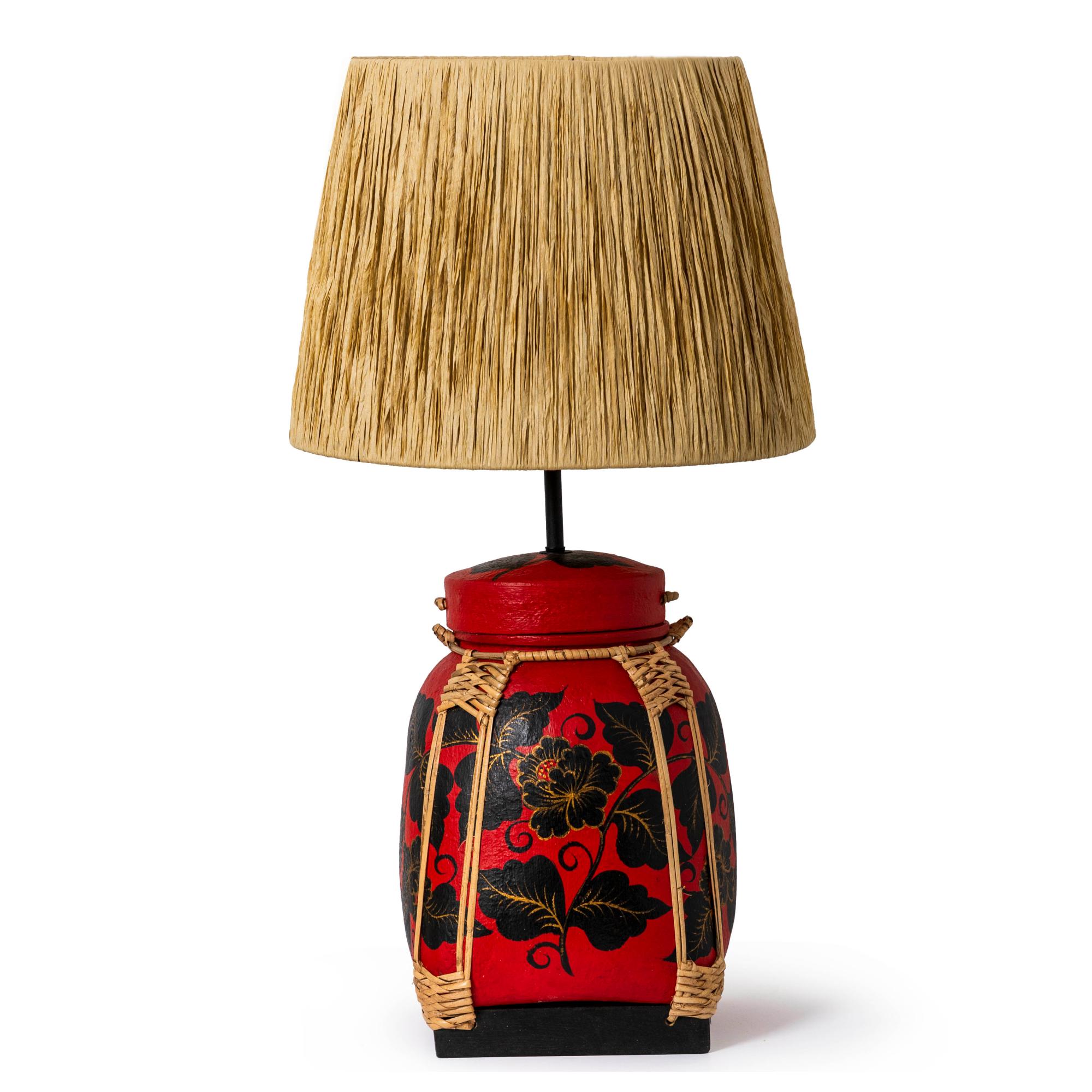 Opulent Lampe de Table, Rouge, Bambou, E27, IP40, 40x40x74 cm, LUMILUX ...