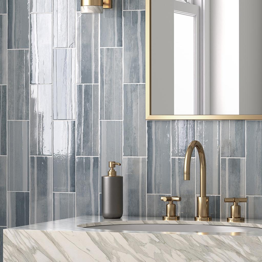 Carrelage mur brillant Iceberg Blue 7,5x22cm | Leroy Merlin