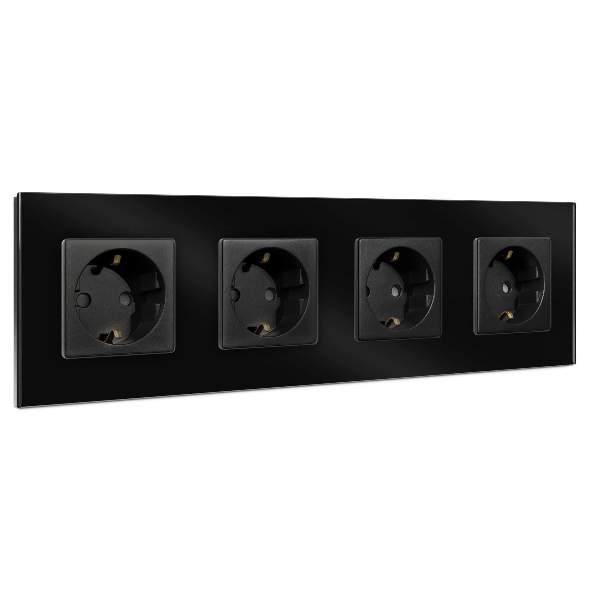 Navaris Prise de courant Schuko murale - Quadruple prise Schuko avec ...