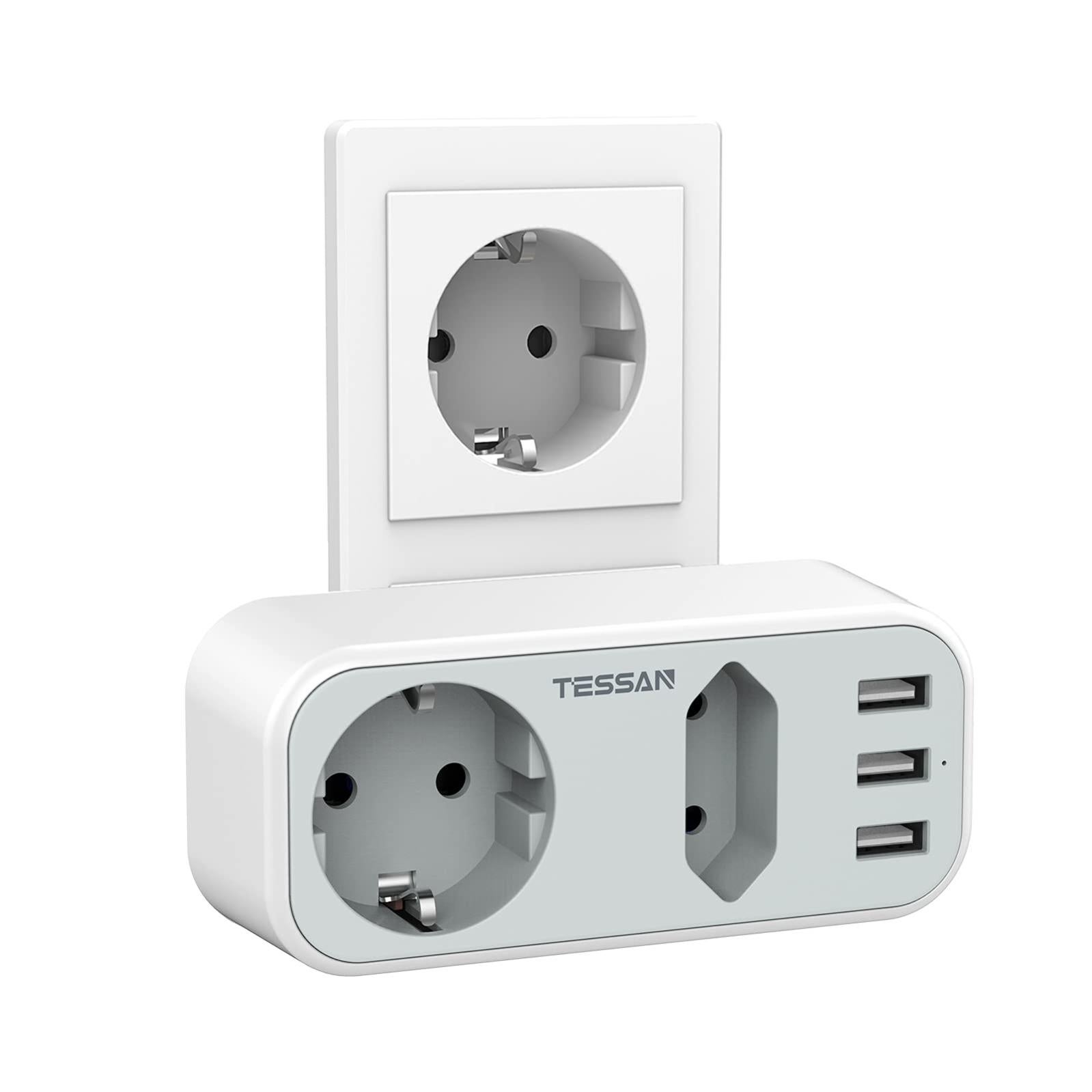 TESSAN Prise USB Multiple, 5 en 1 Chargeur USB Multiprises 1 Sortie AC ...