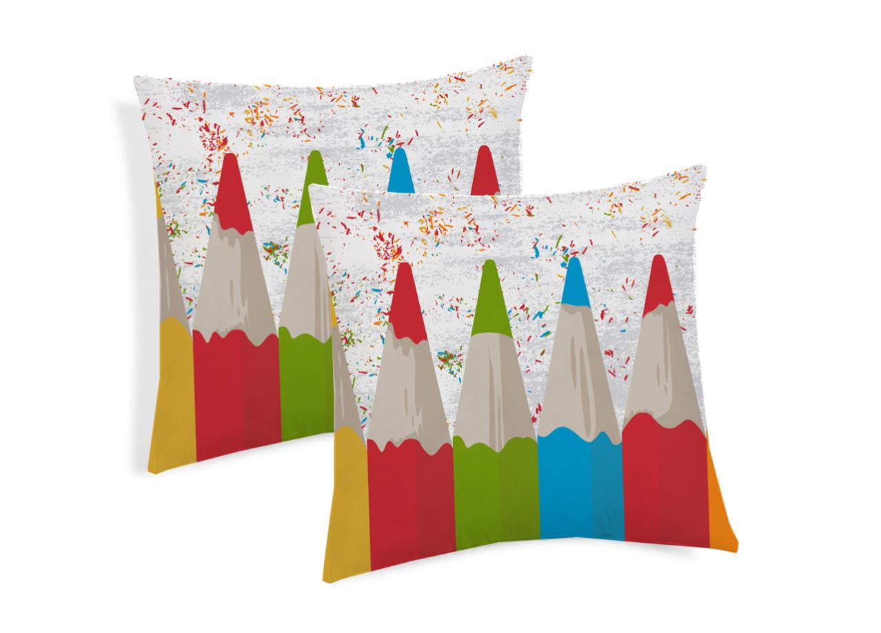 Coppia Cuscini Arredo Imbottiti 40x40 Disegno Matitoni Colore Arancio ...