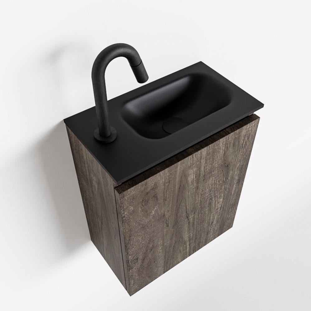 MONDIAZ TURE 40cm mueble fondo reducido color Dark Brown. con Lavabo ...