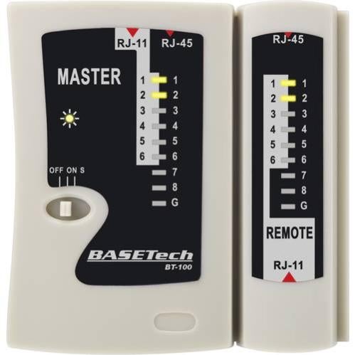 Testeur de câbles BT-100 Basetech BT-100 Convient pour RJ-45, RJ-11 ...