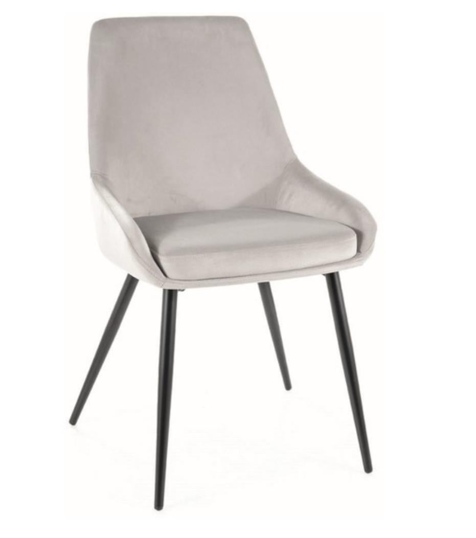 Chaise confortable velours et pieds noir Moba - Lot de 2-Couleur Gris ...