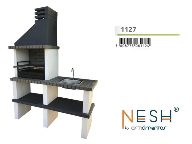 BARBECUE PARTNER - Barbecue avec évier, en brique et béton gris, béton ...