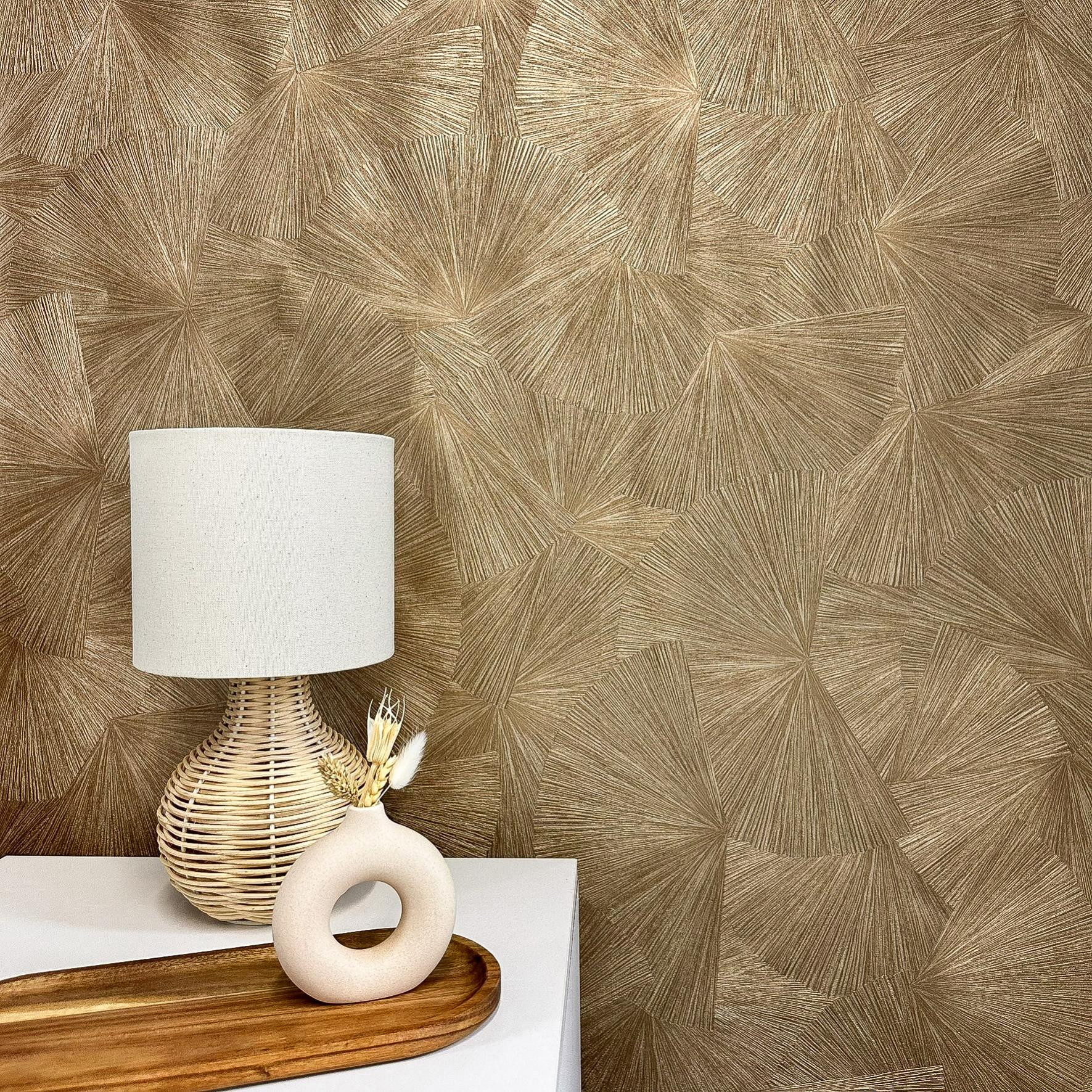 WALLCOVER Papier peint Or Intissé Asiatique Paillettes brillance ...