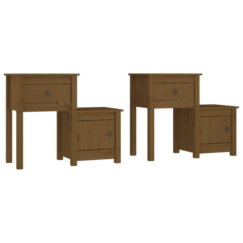 Tables de chevet 2 pcs Marron miel 79,5x38x65,5 cm Pin solide | Leroy ...