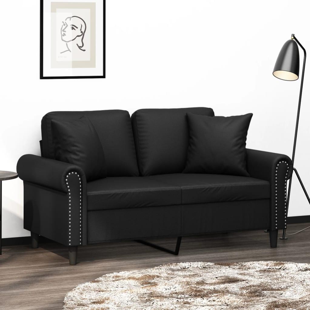 Divano a 2 Posti，Divano da Soggiorno，Sofà con Cuscini Nero 120 cm in ...