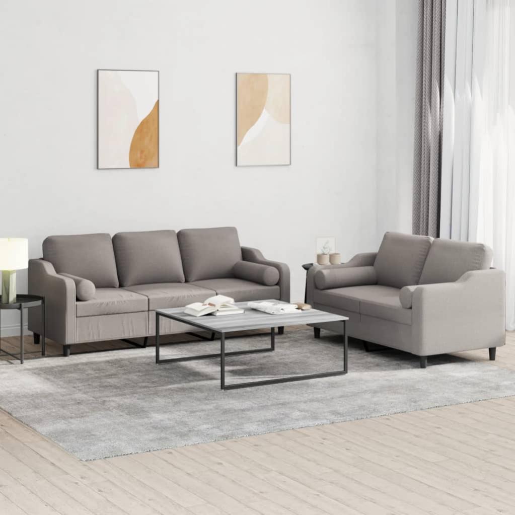 Ensemble de canapés 2 pcs，Sofa pour Salon，Banquette avec coussins taupe ...