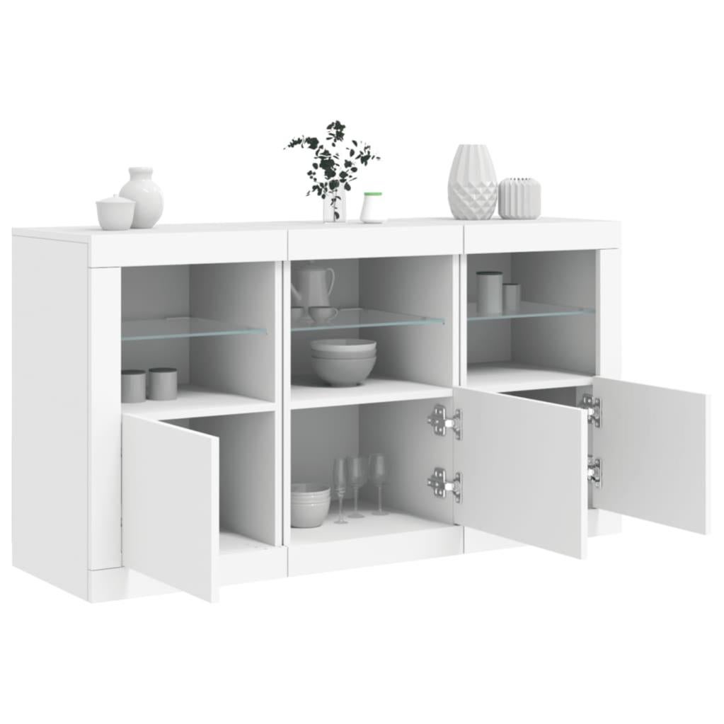 Buffet，Meuble de Rangement，Bahut avec lumières LED blanc 123x37x67 cm ...