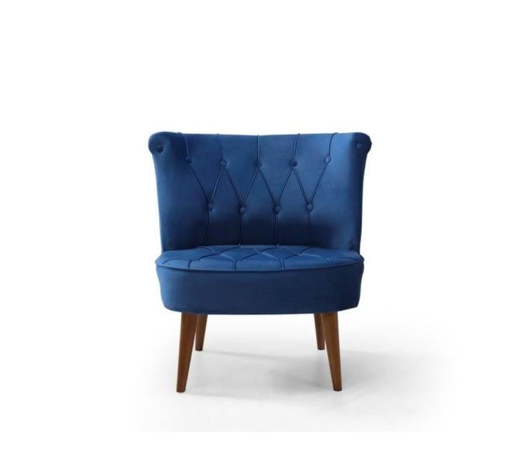 Fauteuil crapaud en velours bleu | Leroy Merlin