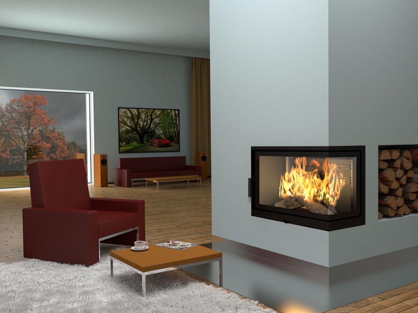 Insert cheminée d'angle levio II - 17 kw | Leroy Merlin