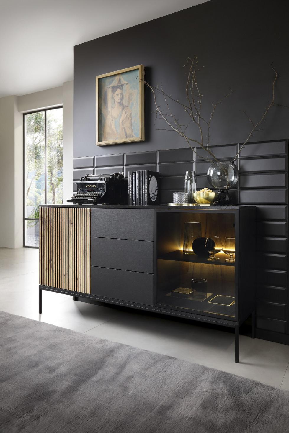 Buffet odense 154 cm chêne et noir | Leroy Merlin