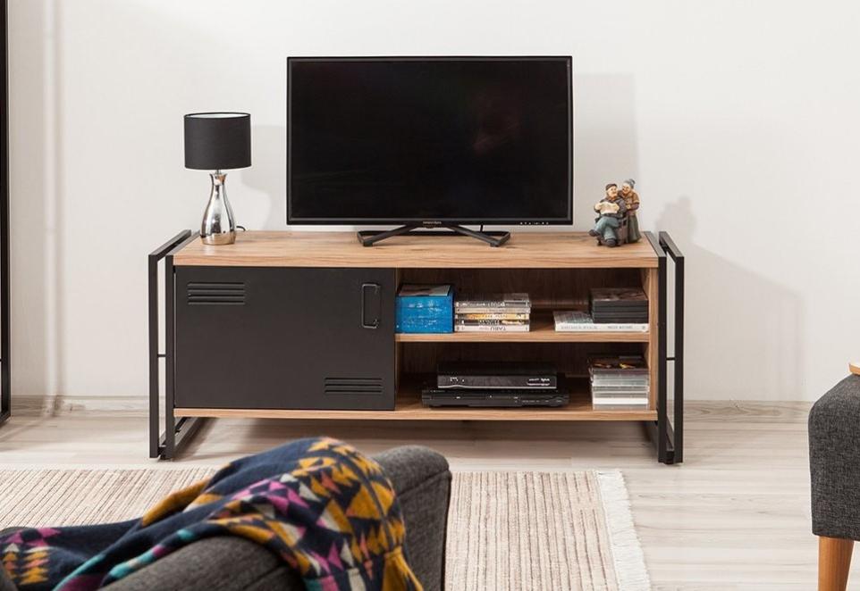 Meuble TV COSMO 130 CM bois et noir | Leroy Merlin