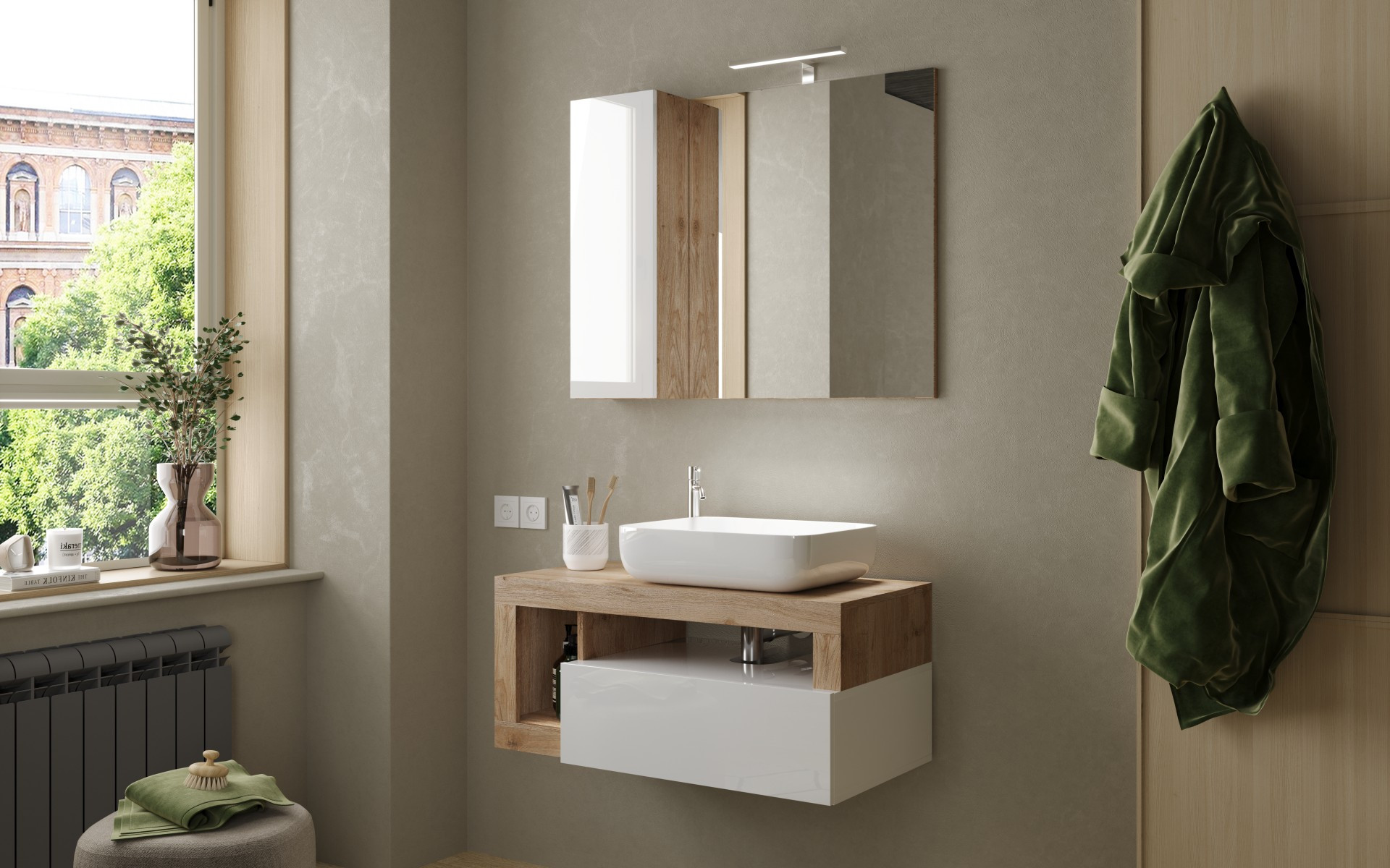 Ensemble salle de bain HAMBURG blanc brillant, Kadiz 92 x 47 x 49 cm | Leroy Merlin