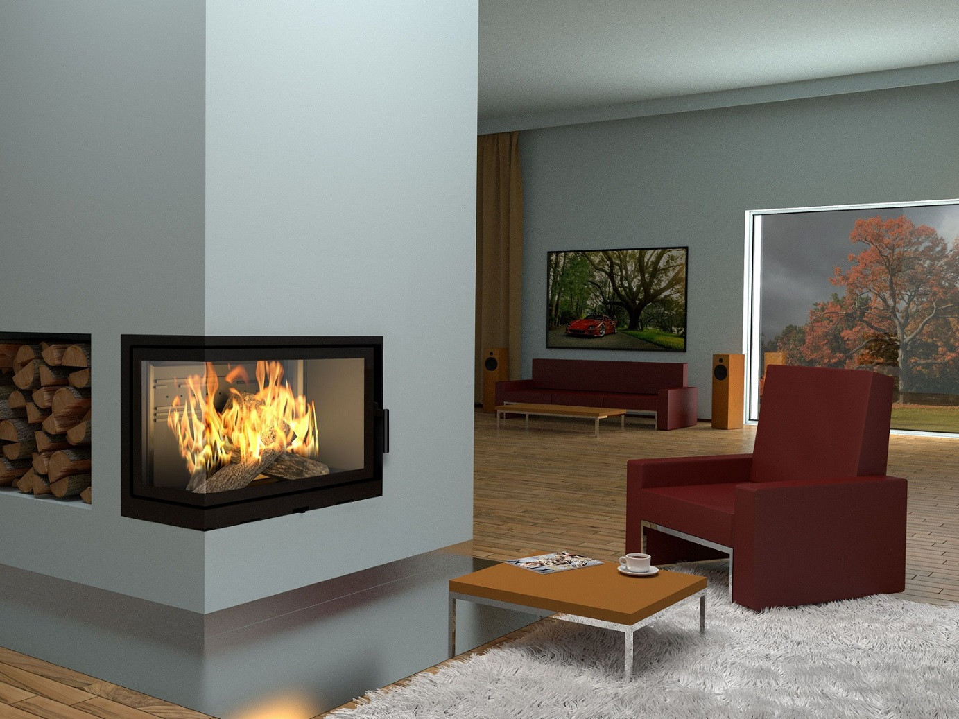 Insert cheminée d'angle LEVIO 17 kw | Leroy Merlin