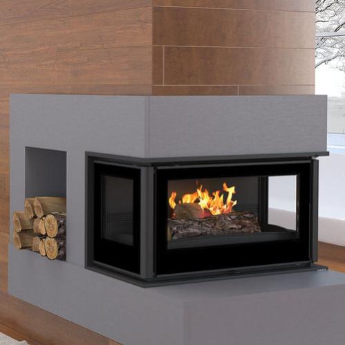 Insert cheminée à bois Holguin avec turbine 16 kW 3 côtés vitrées + 2 ...