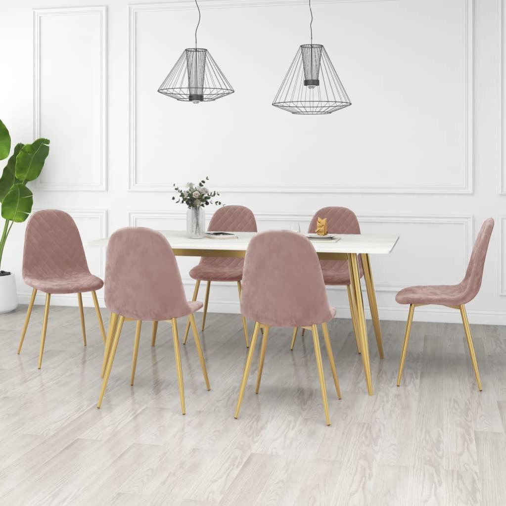 Sillas de comedor 6 unidades de terciopelo rosa | Leroy Merlin