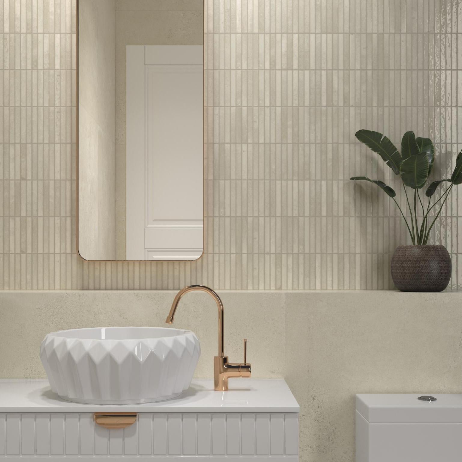 CARRELAGE MUR PREMIUM BEIGE BRILLANT KIT-KAT MOSAIC IVORY GLOSSY 11 ...