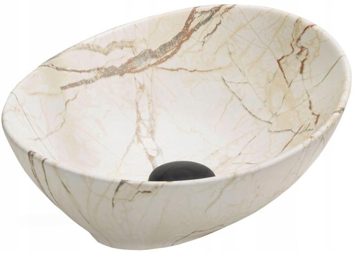 Lavabo cerámico sobre encimera, 40,5x33x14 cm, Mármol Beige | Leroy Merlin