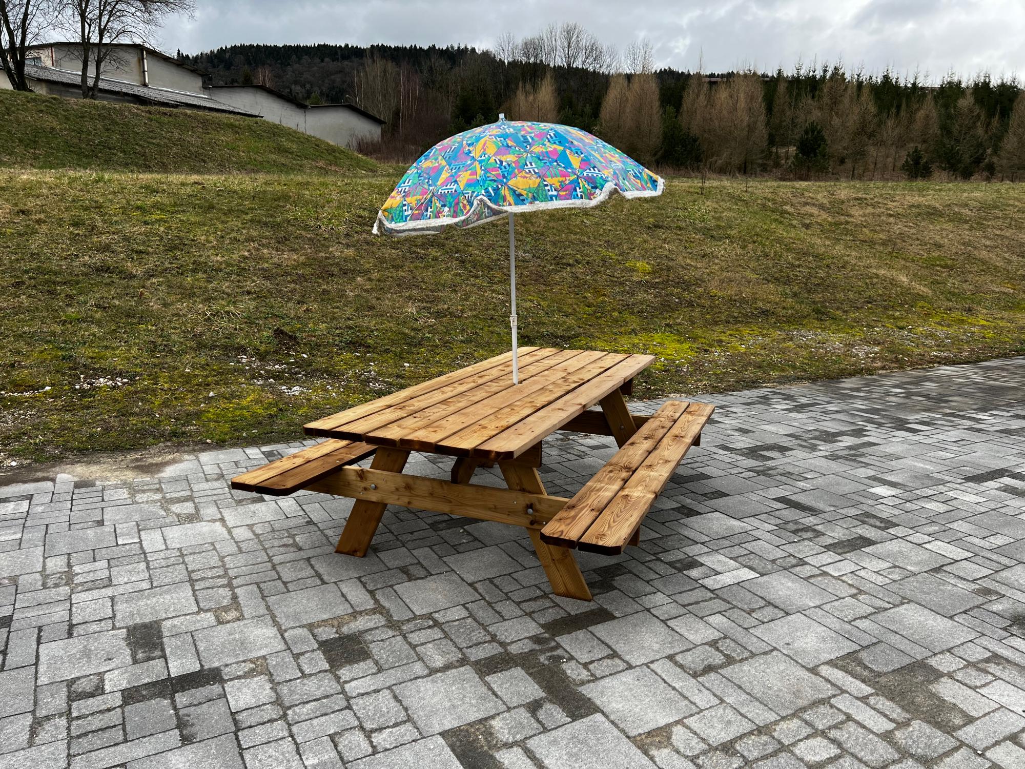 Table de Jardin en Bois Massif de 150 cm + Trou Parasol, traitée Classe ...