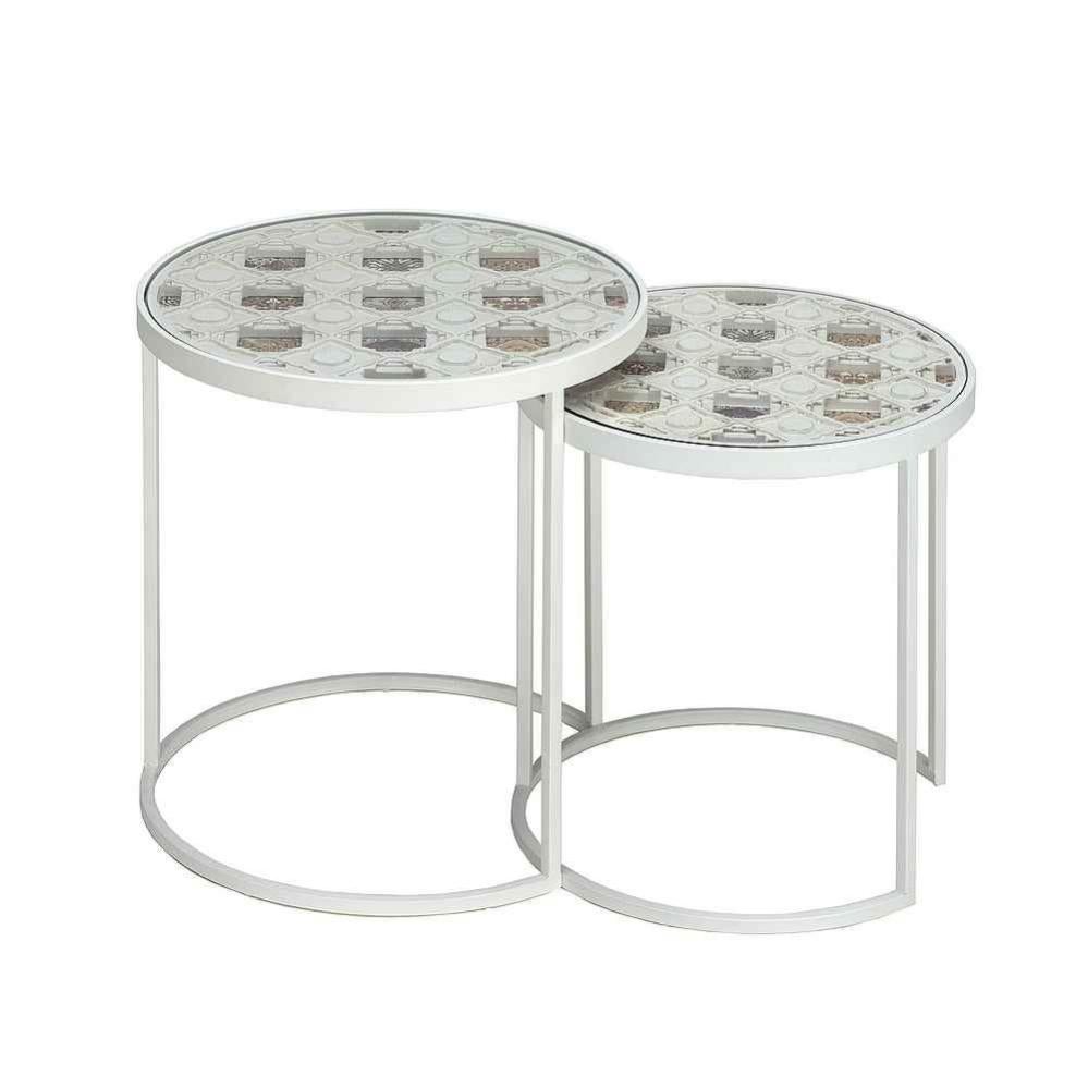 Lot de 2 tables basses d'appoint modèle LISBOA blanc BURKINA | Leroy Merlin