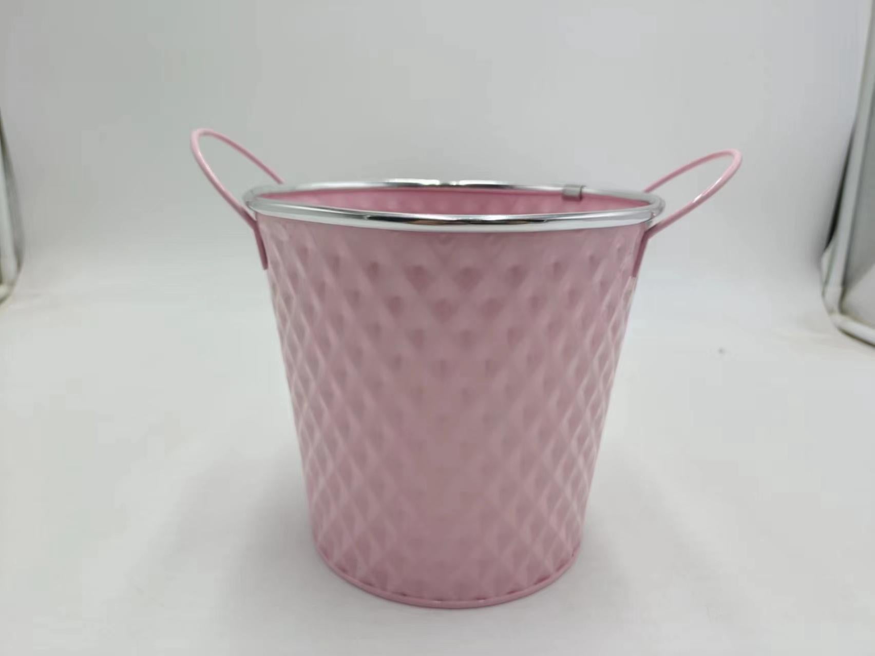 HERSIG - Cubo metal color rosa | Macetero redondo metal - 17x16cm ...
