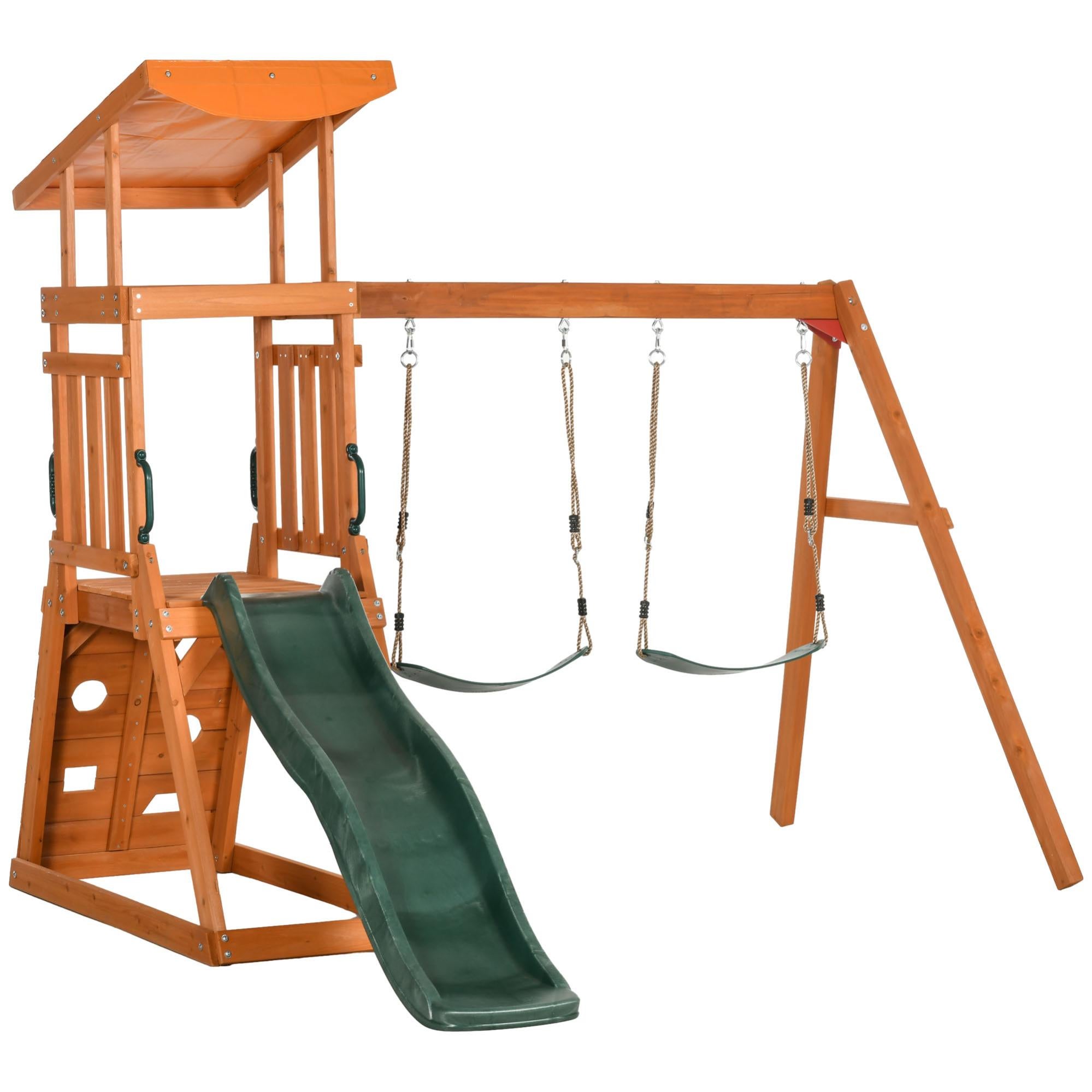 Outsunny Set con Scivolo, 2 Altalene da Giardino e Parete da ...