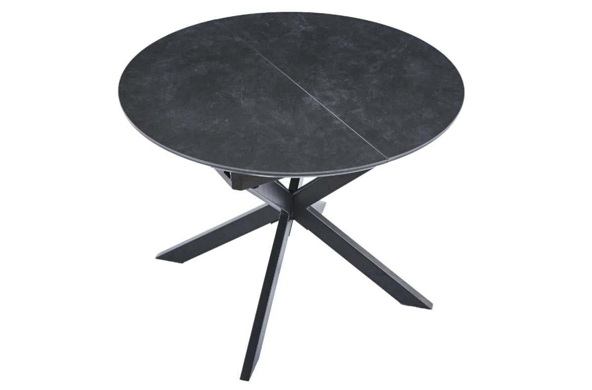 Table à manger ronde extensible en céramique coloris noir / pieds noir ...