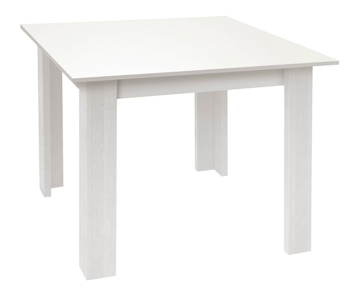 Table à manger, table de repas en bois coloris blanc - longueur 90 x profondeur 133 cm | Leroy ...