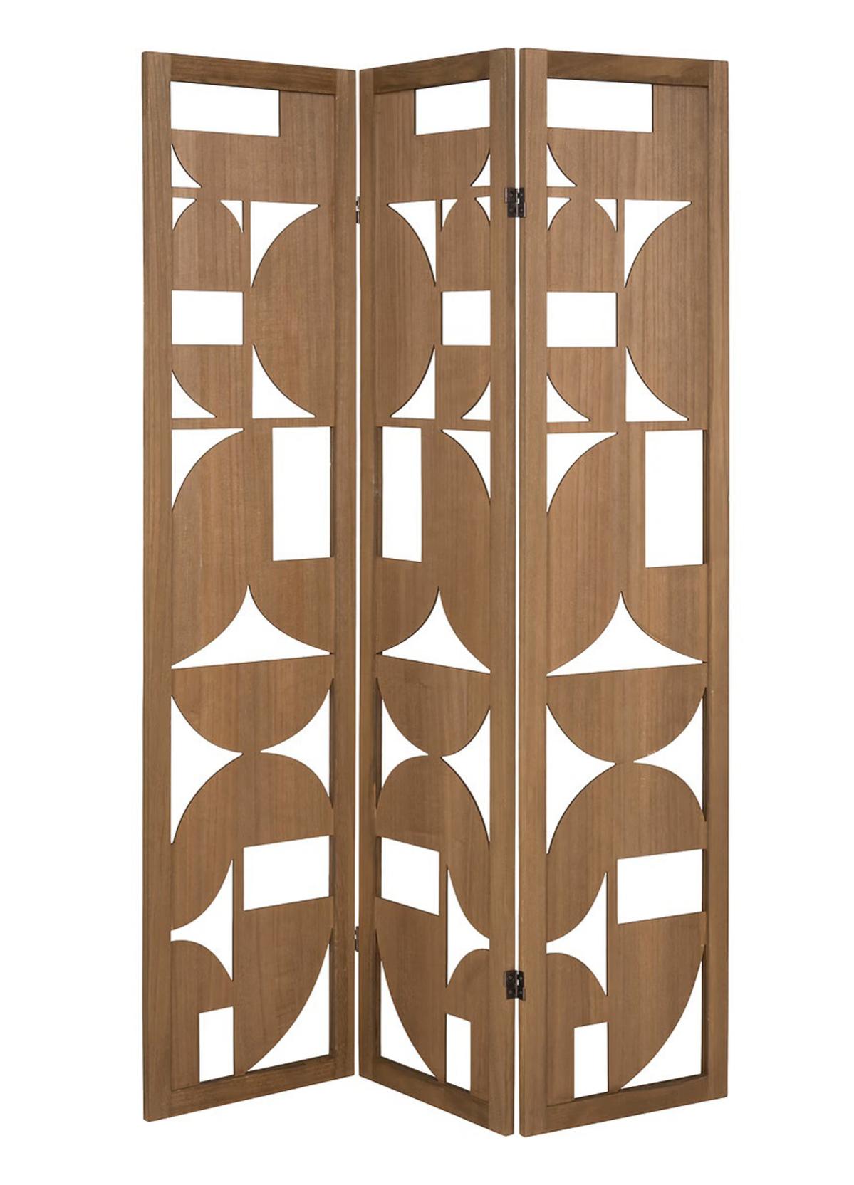 Paravent avec 3 pans en bois coloris marron - Longueur 121 x Profondeur ...