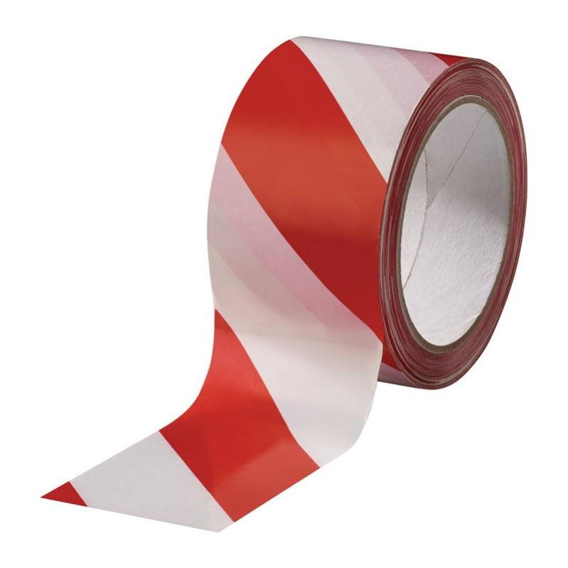 Bande de marquage d'avertissement PVC rouge/blanc longueur 66 m largeur ...