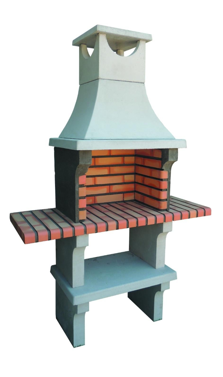 BBQ X-ART - Barbacoa con 2 baldas, construido con ladrillo y cemento ...