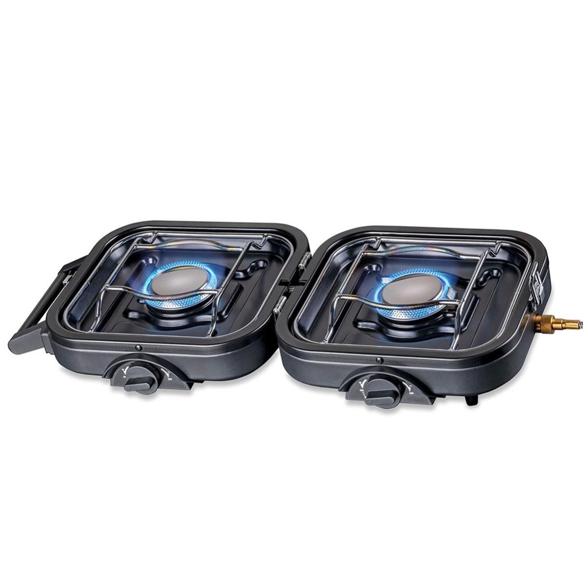 Fornello a gas pieghevole 2 fuochi 4600 W Bruciatore in acciaio inox ...