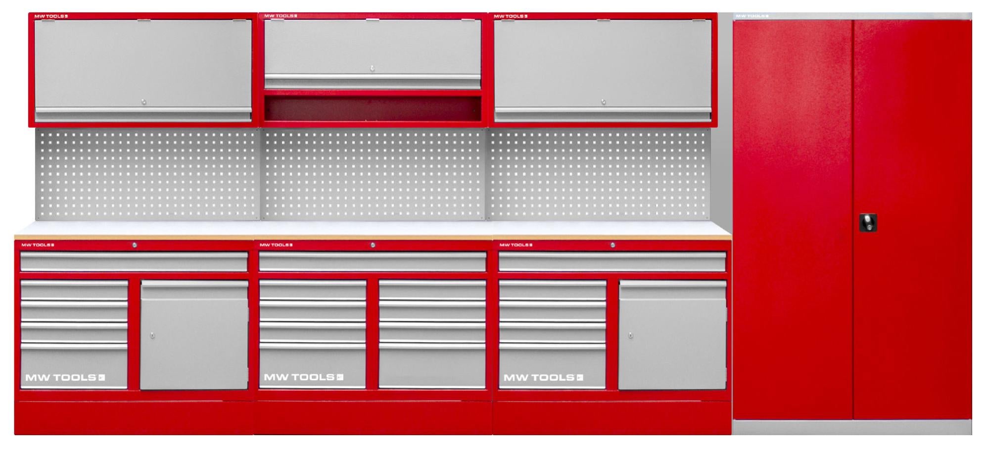 Mobilier d'atelier 4,4m avec armoire de rangement MW Tools PRACO3559K ...