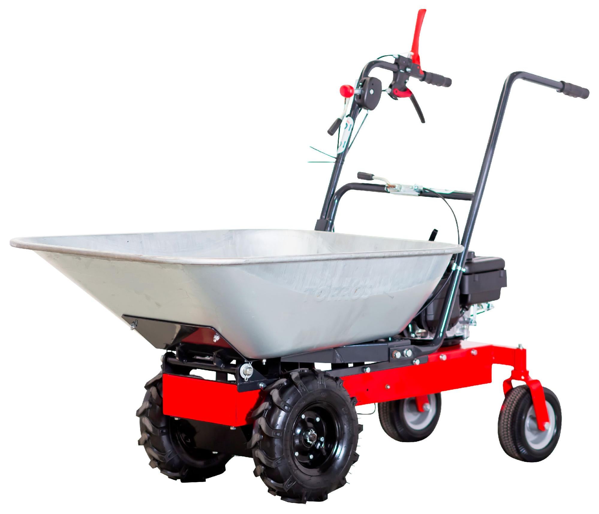 Brouette à moteur thermique avec benne en acier galvanisé 80L 200KG 3 ...