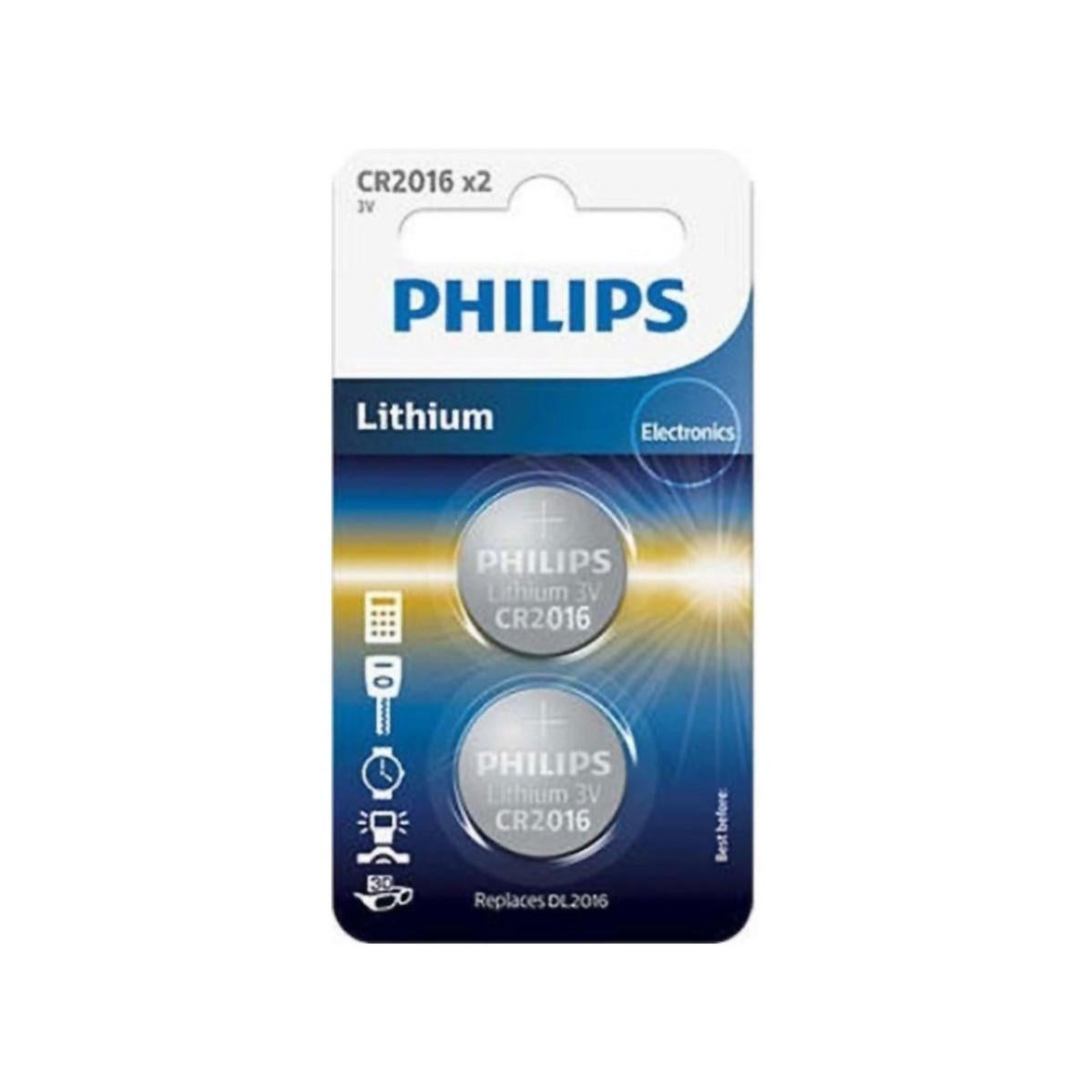 Philips - Lot de 2 piles CR2016 | Leroy Merlin