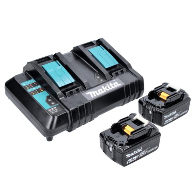 Makita Power Source Kit 18 V : 2x BL 1860 B Batteries 6,0 Ah + DC 18 SH Chargeur double (197422 ...