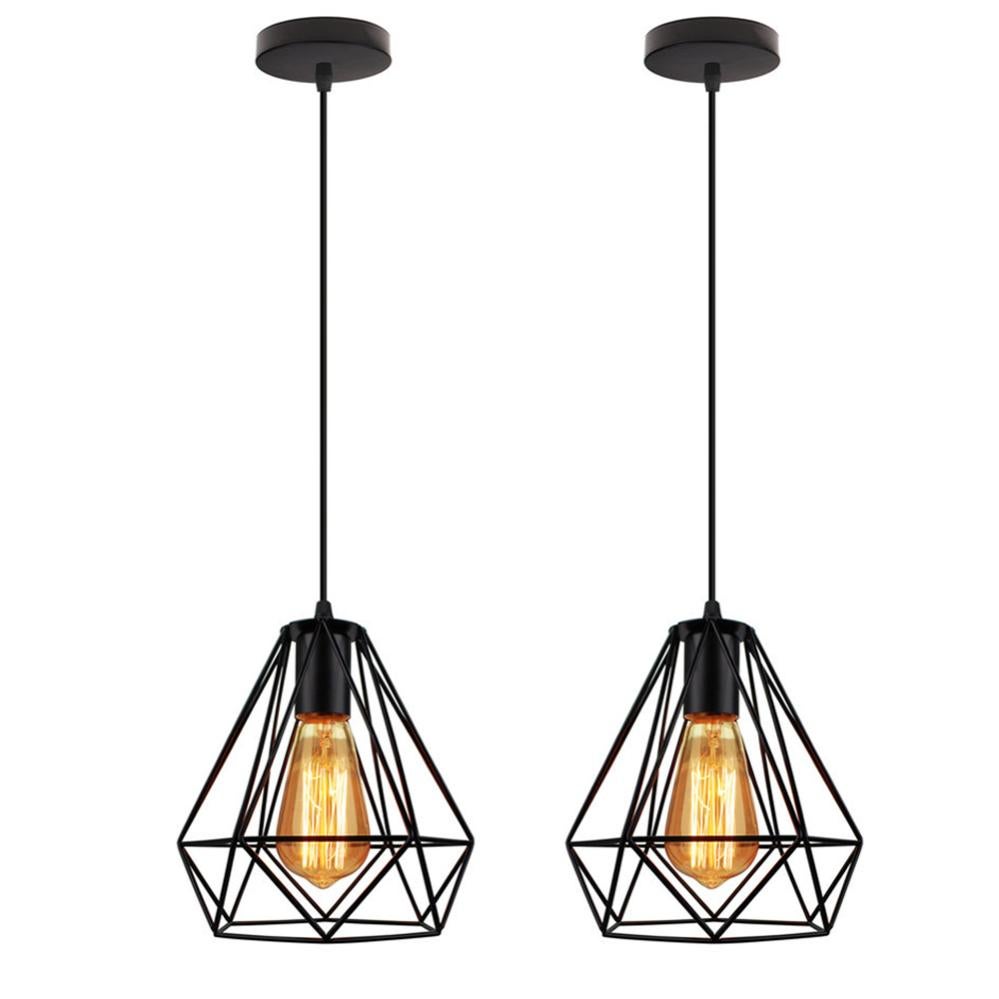 Lot de 2 Lustre suspension cage design diamnt en métal fer 20cm ...