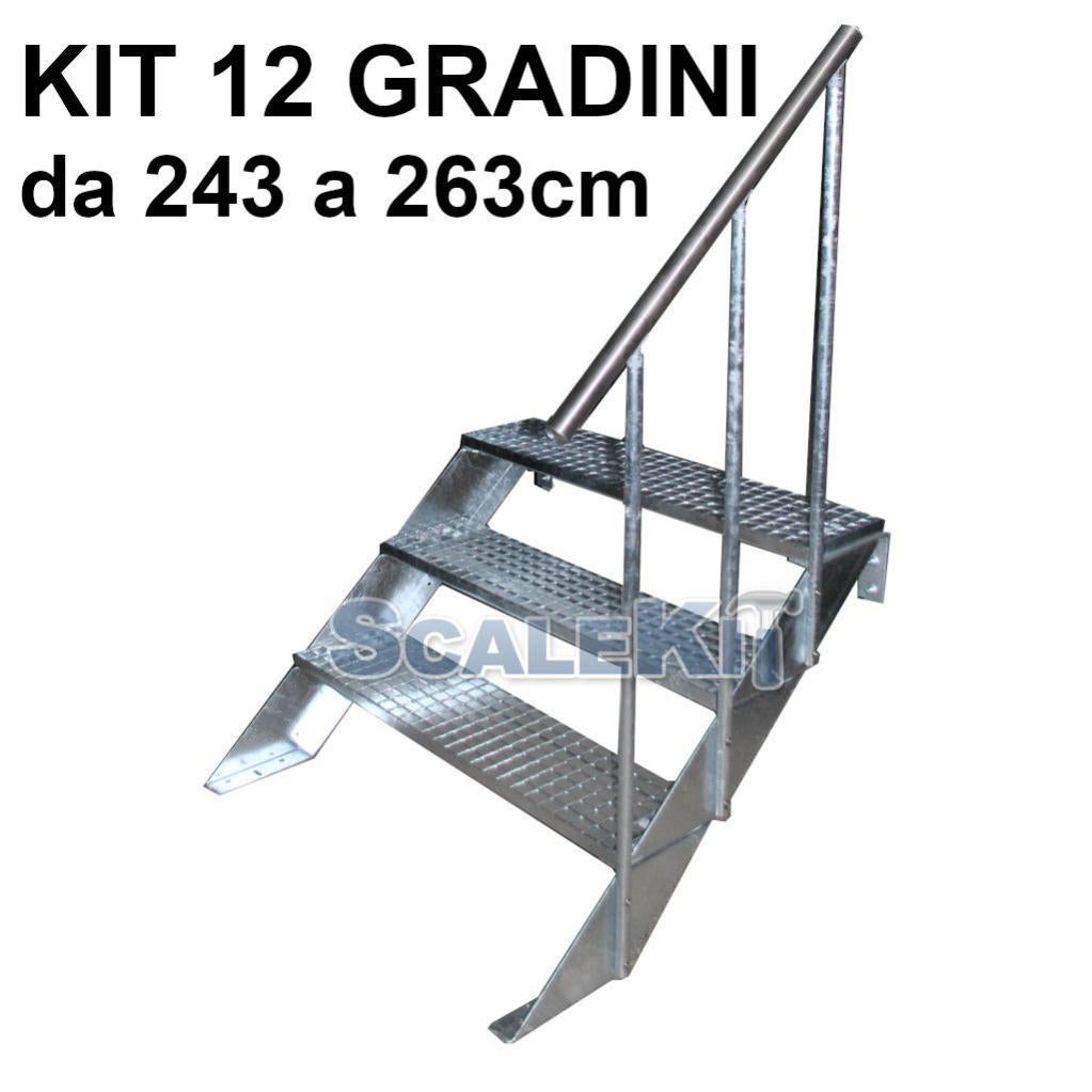 Scala zincata da esterno EASY ZINK, rampa 12 gradini, altezza 263cm ...