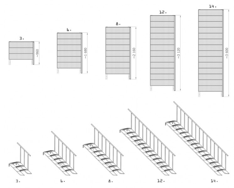 Scala zincata da esterno EASY ZINK, rampa 9 gradini, altezza 203cm ...