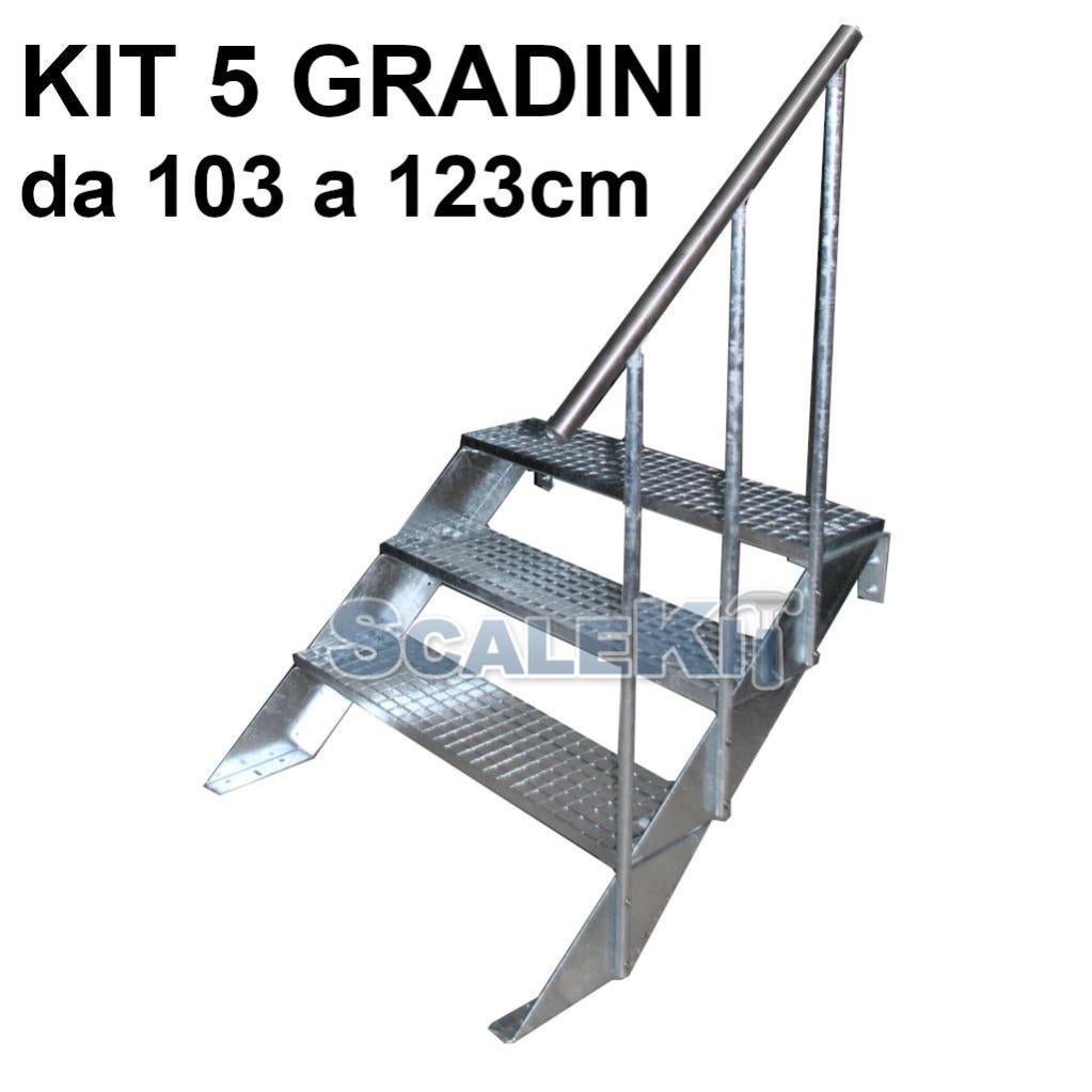 Scala zincata da esterno EASY ZINK, rampa 5 gradini, altezza 123cm ...
