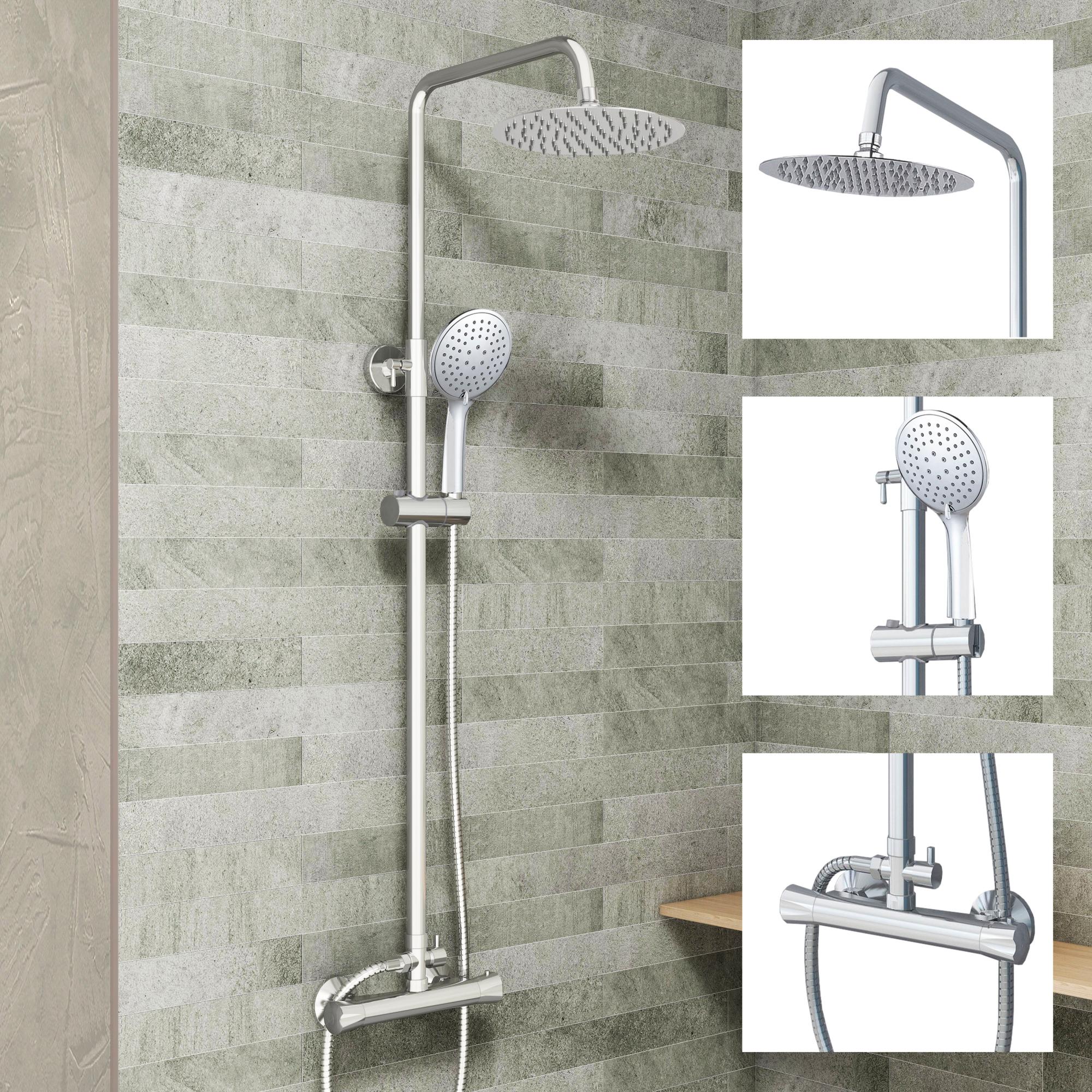 AICA Colonne de douche thermostatique ronde AICA avec douchette 3 modes ...