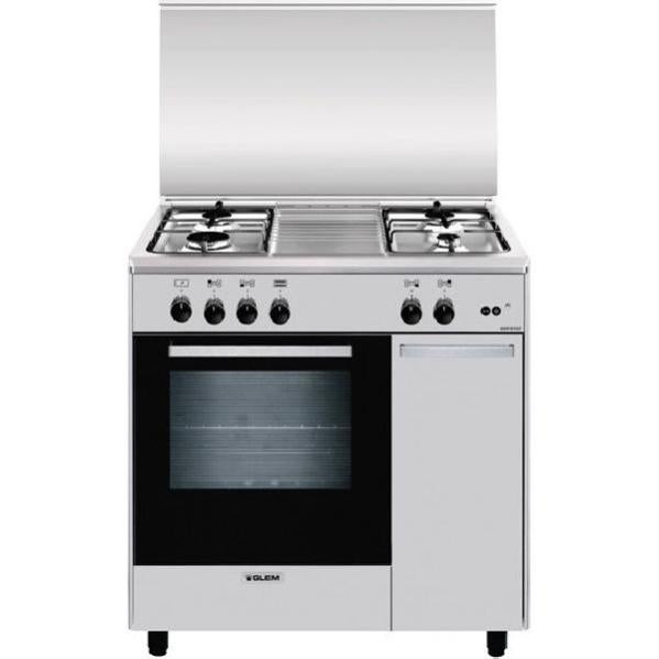 Glem Gas AS854GI Cucina a gas 4 Fuochi Forno a Gas con Grill Elettrico ...
