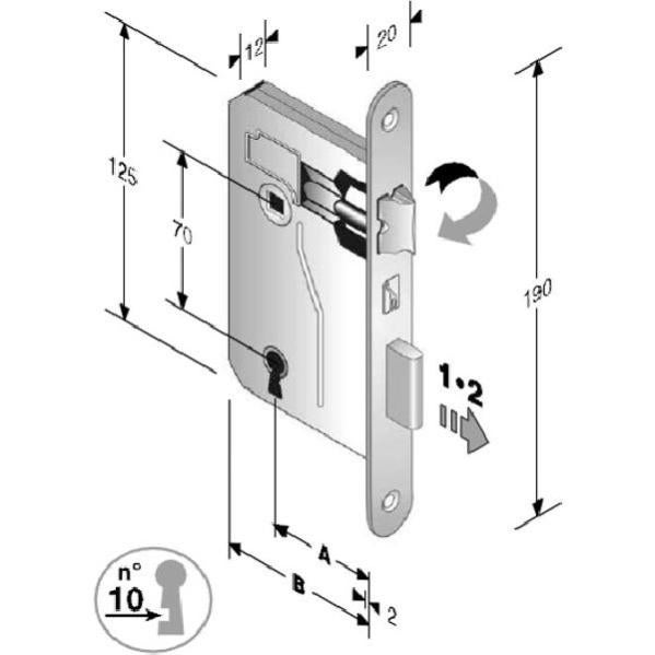 Bonaiti 48 042 050 ME Serratura Patent mm 8x70 E50 Bt Bronzata Gb | Leroy Merlin